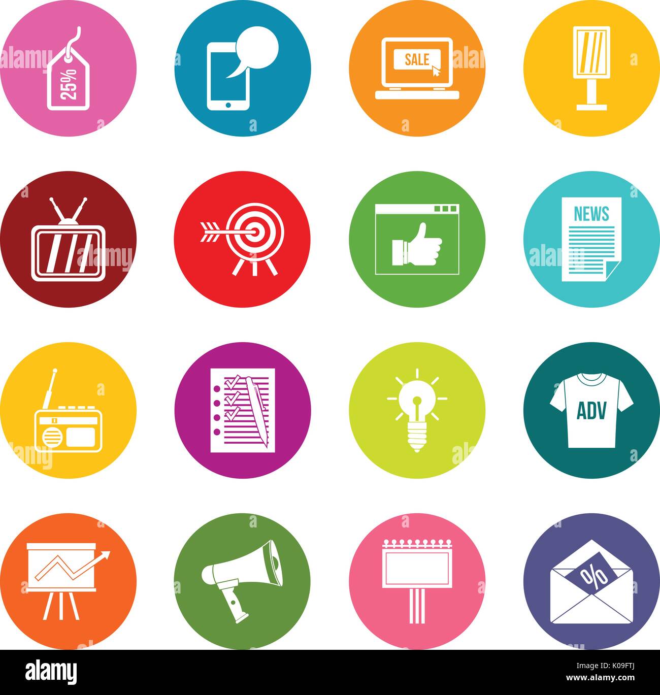 Advertisement icons many colors set Stock Vector Image & Art - Alamy