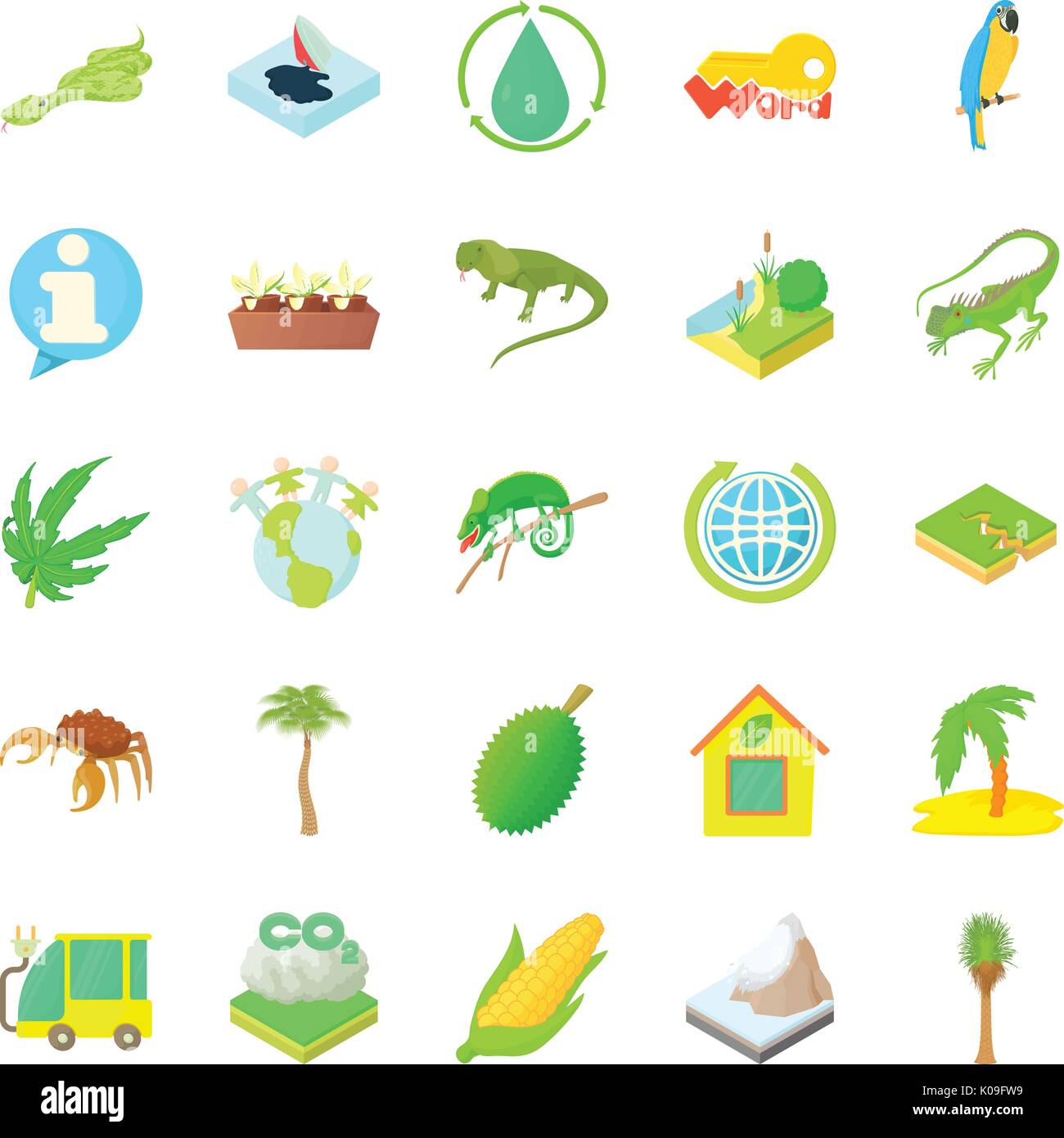 Nature icons set, cartoon style Stock Vector Image & Art - Alamy