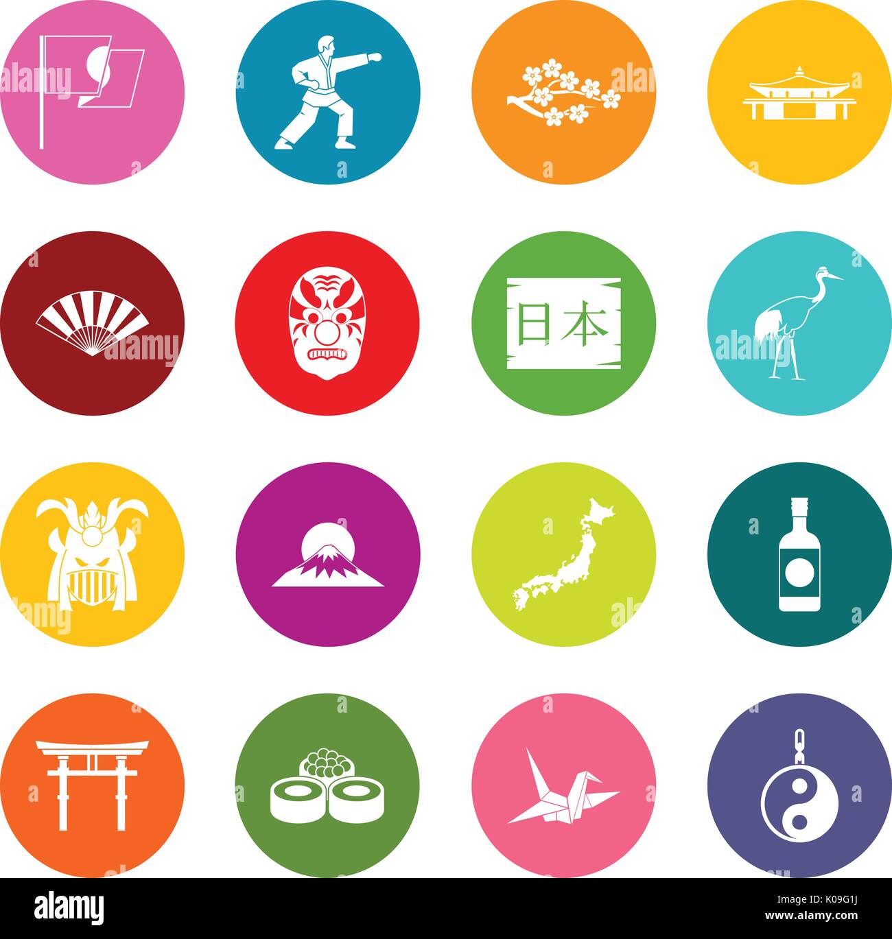 Japan icons many colors set Stock Vector Image & Art - Alamy