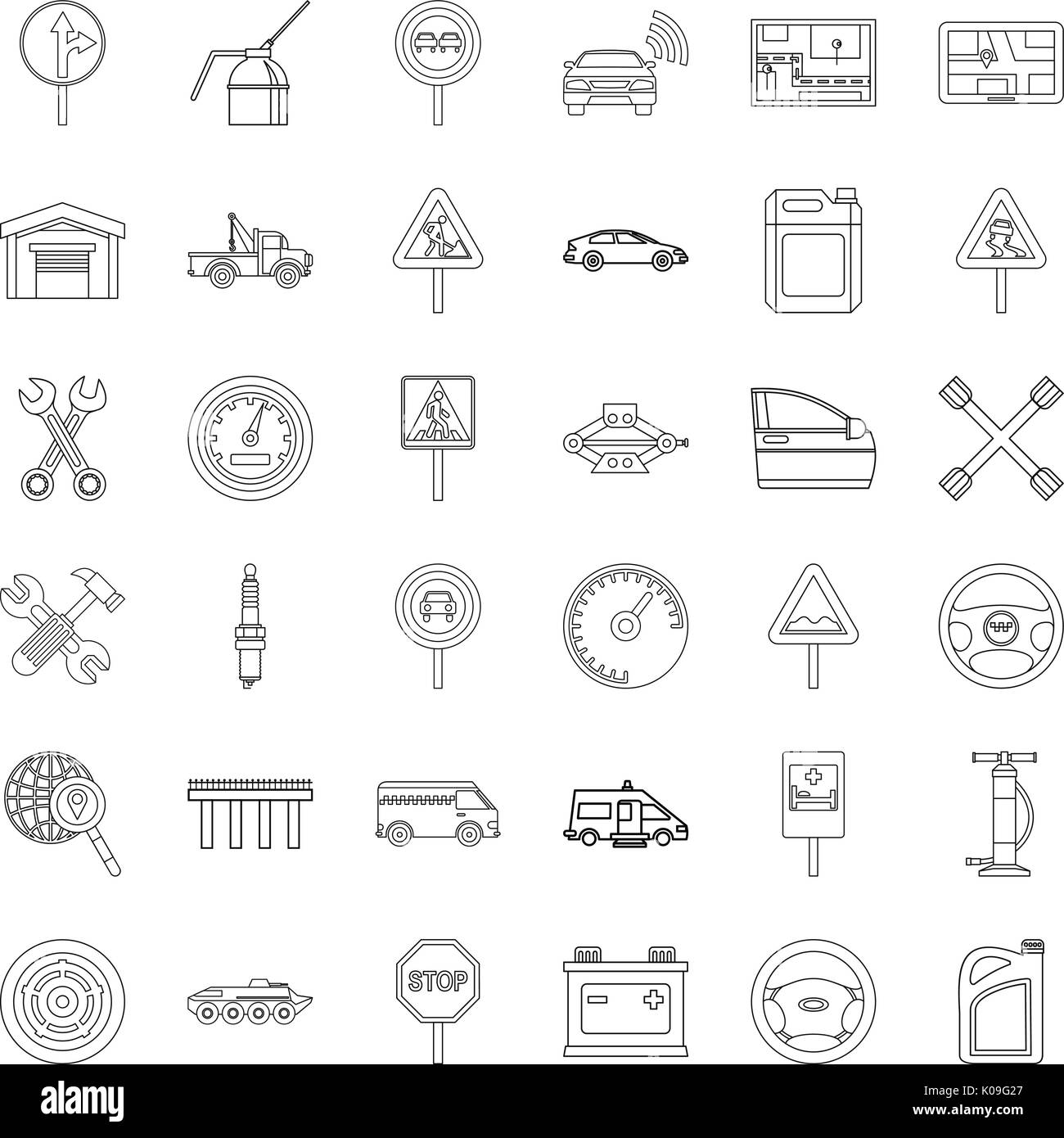 Drive icons set, outline style Stock Vector Image & Art - Alamy