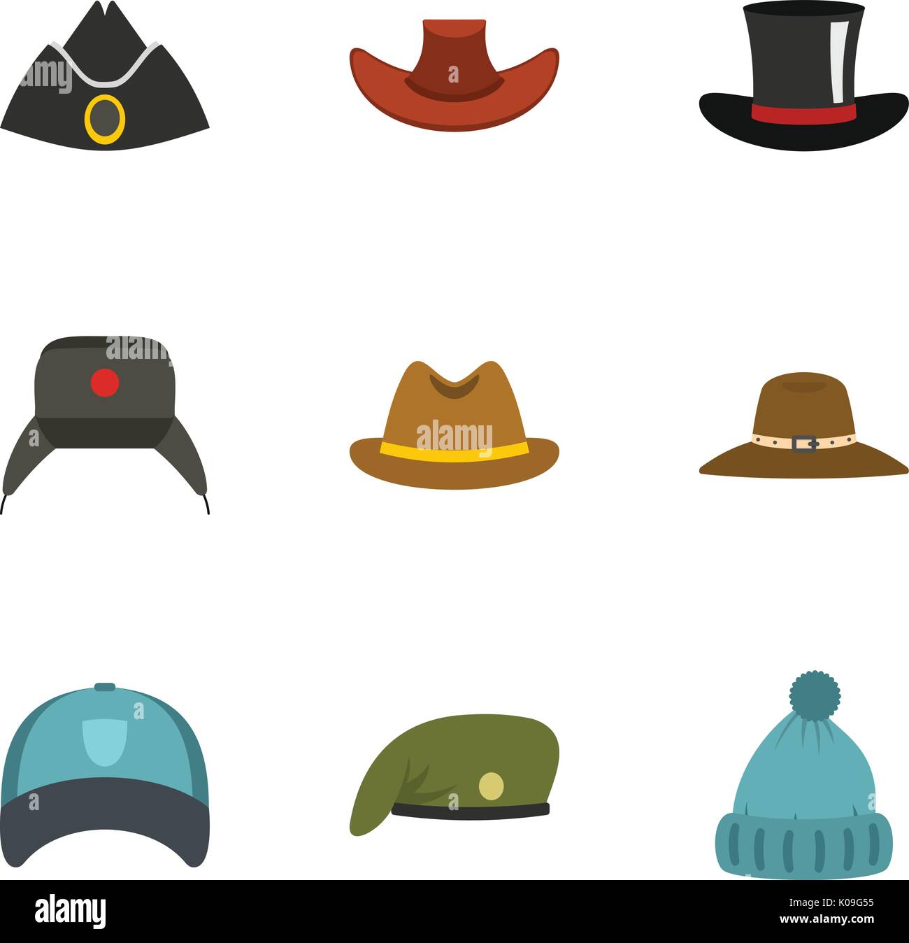 Traditional hat icon set, flat style Stock Vector Image & Art - Alamy