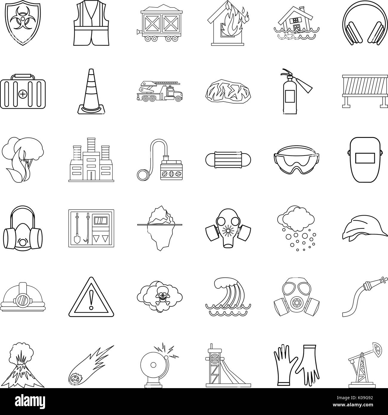 Catastrophic icons set, outline style Stock Vector Image & Art - Alamy