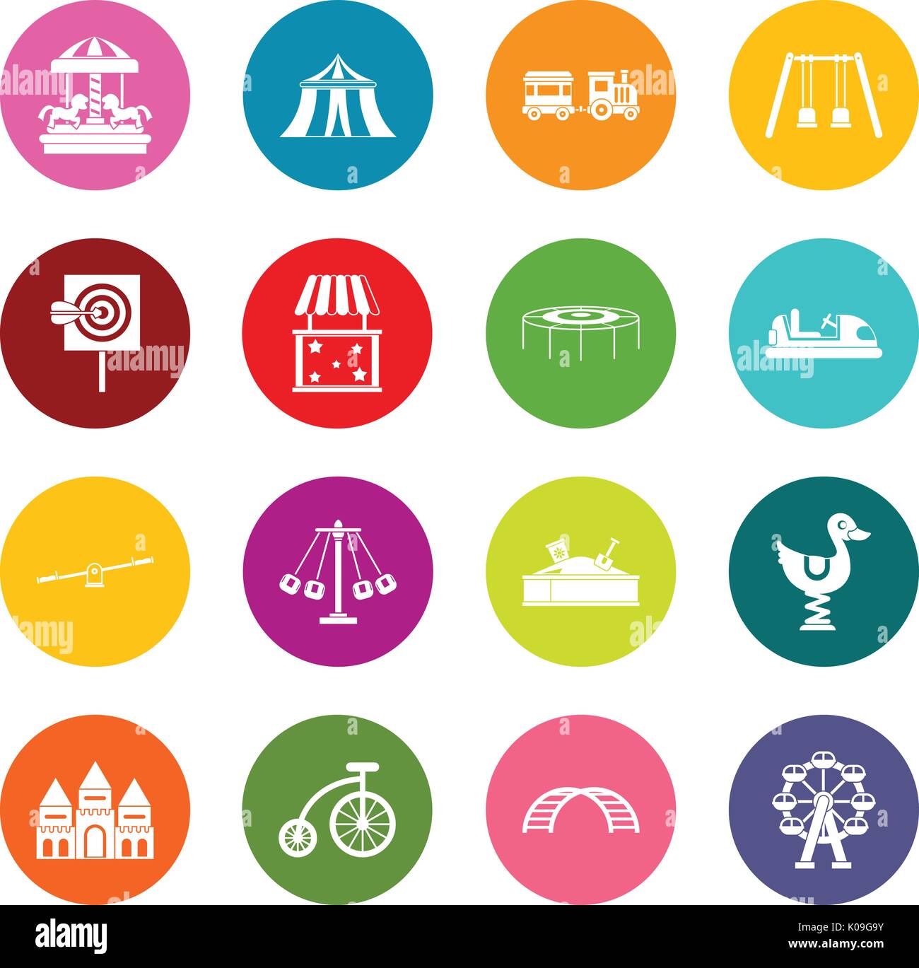 Amusement park icons many colors set Stock Vector Image & Art - Alamy