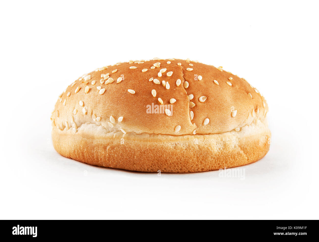 Plane hamburger bun with sesame seeds isolated on white background ...