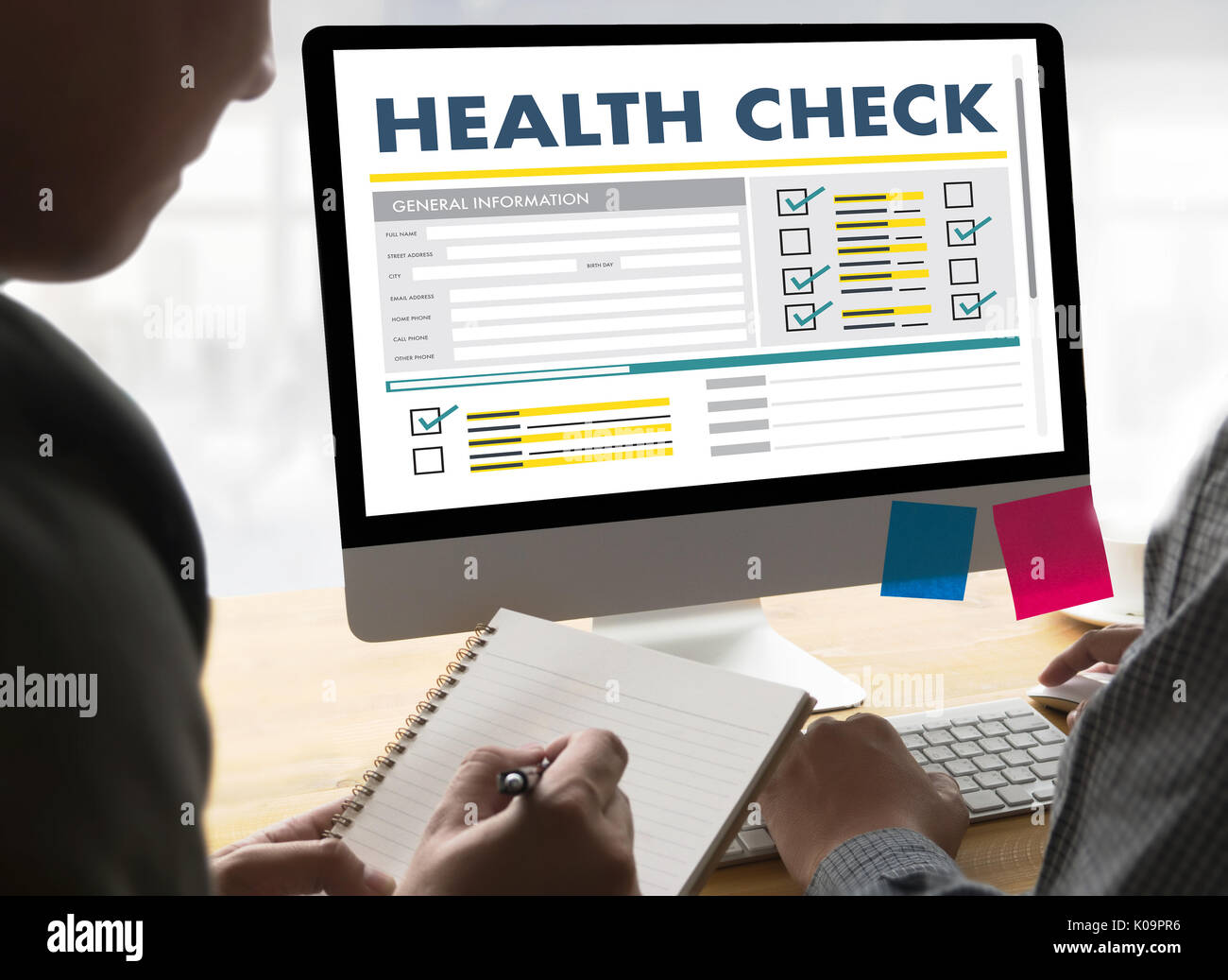 Digital HEALTH CHECK Concept working with computer interface as medical ...