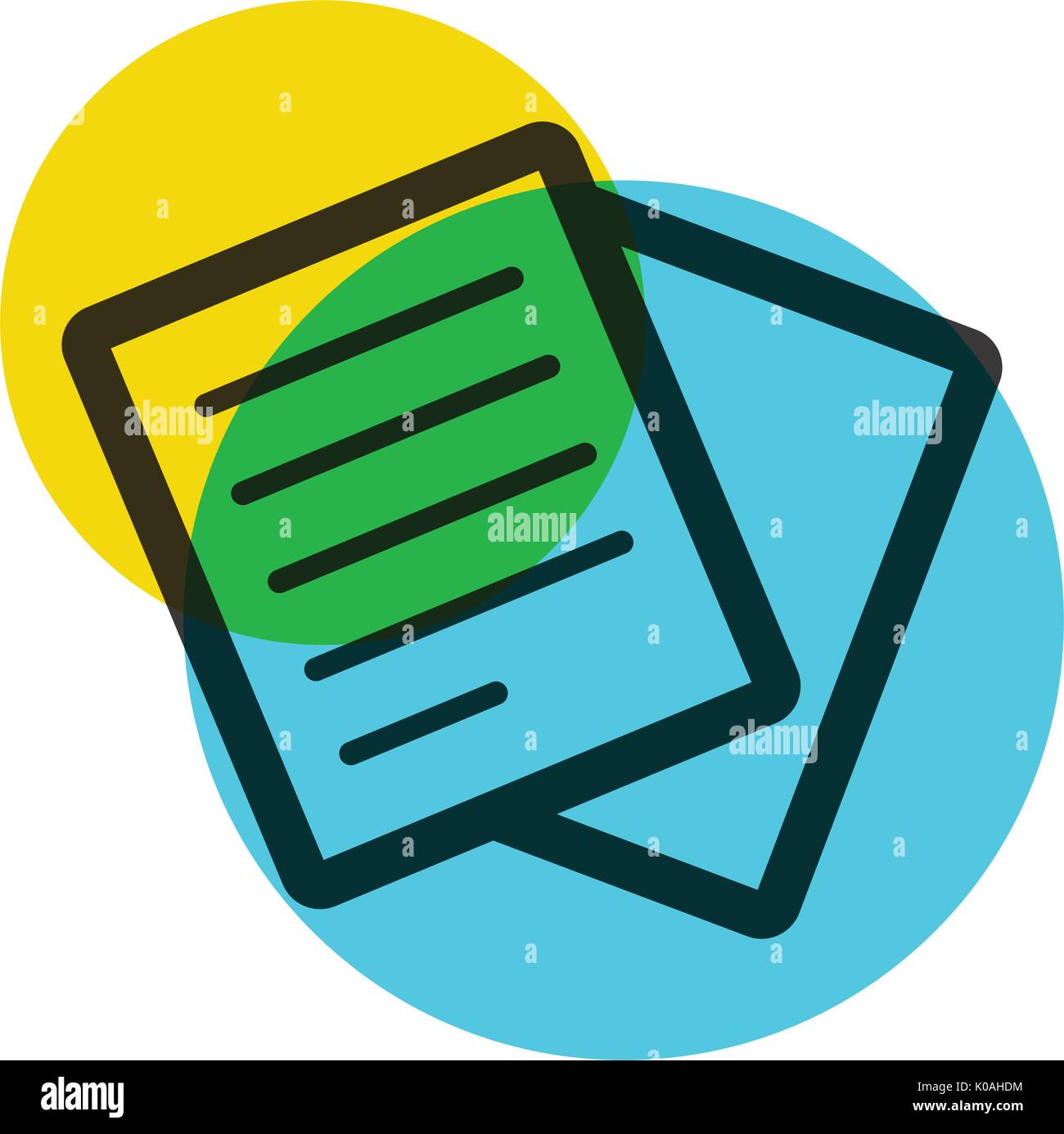 office two paper yellow and blue color mark icon Stock Vector Image ...
