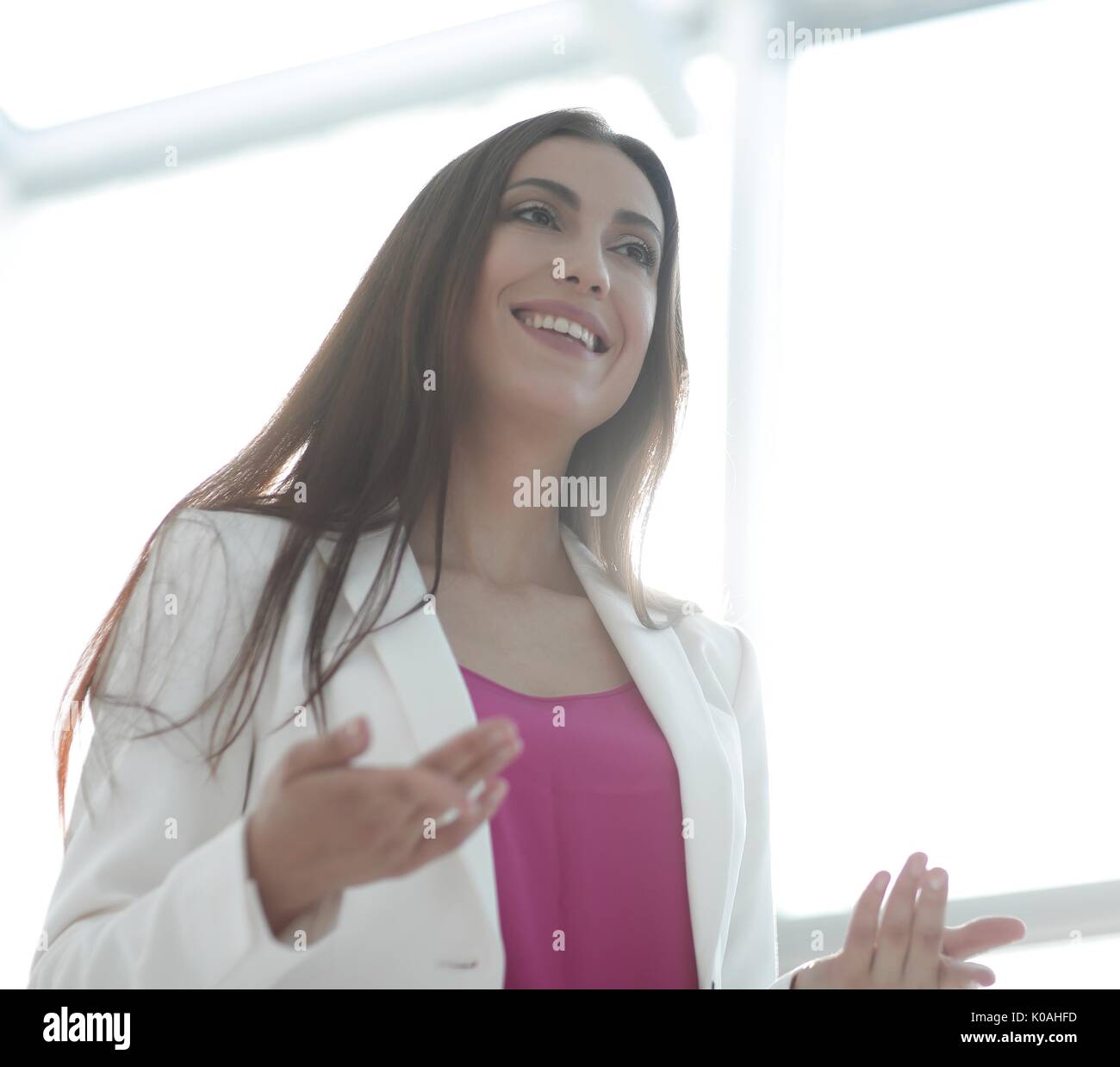 successful business woman talking with a client Stock Photo - Alamy
