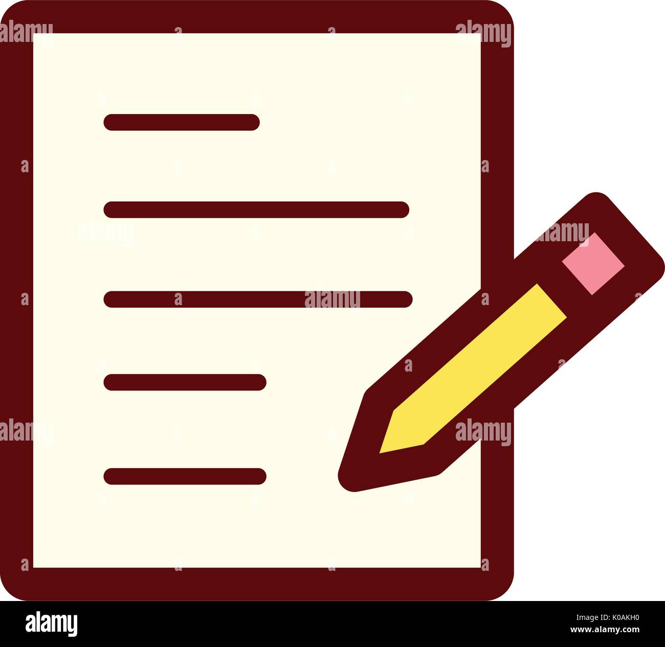 office paper with pencil cartoon styles icon Stock Vector Image & Art ...