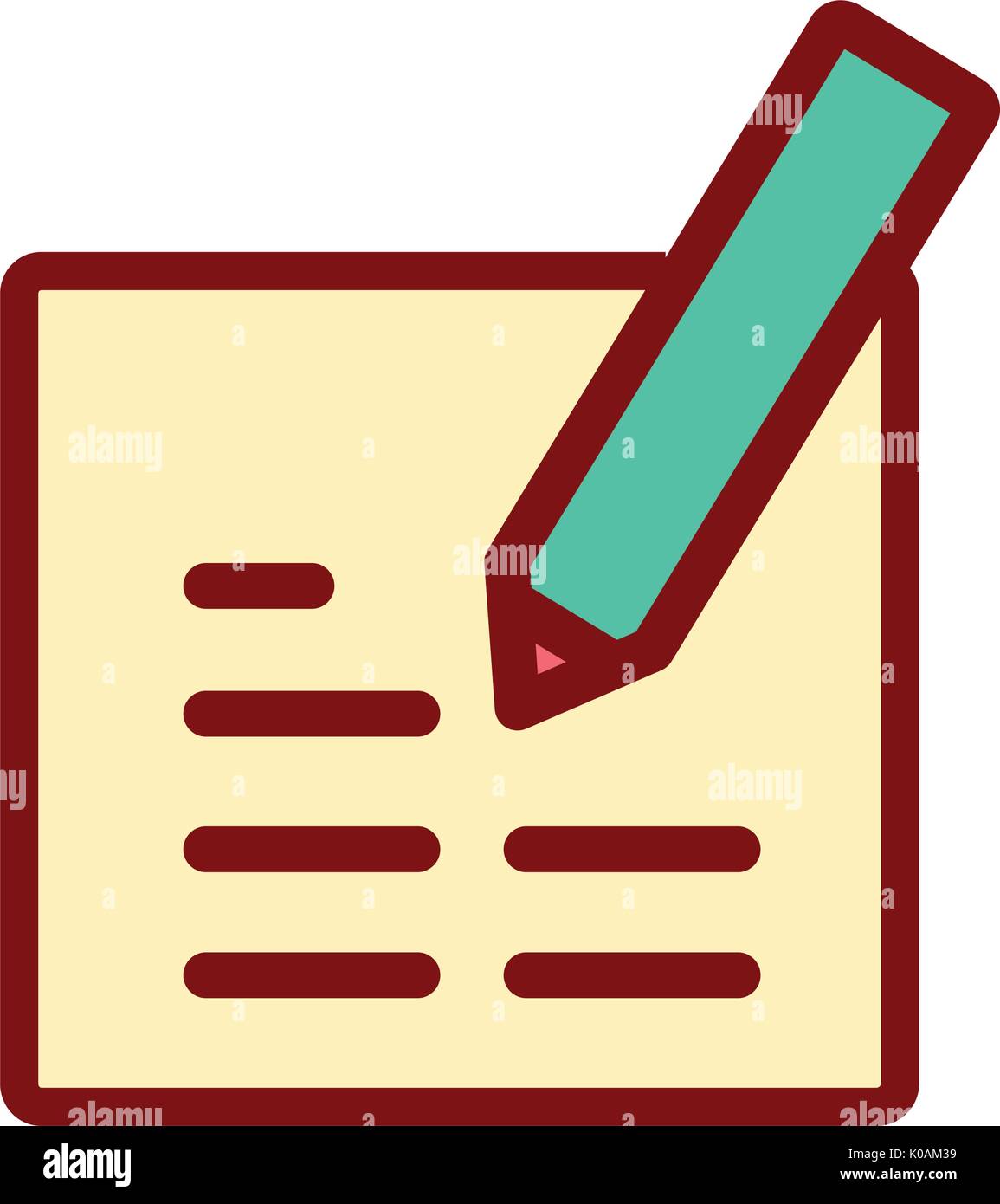 pencil and paper Stationery Office tool icon cartoon style Stock Vector ...