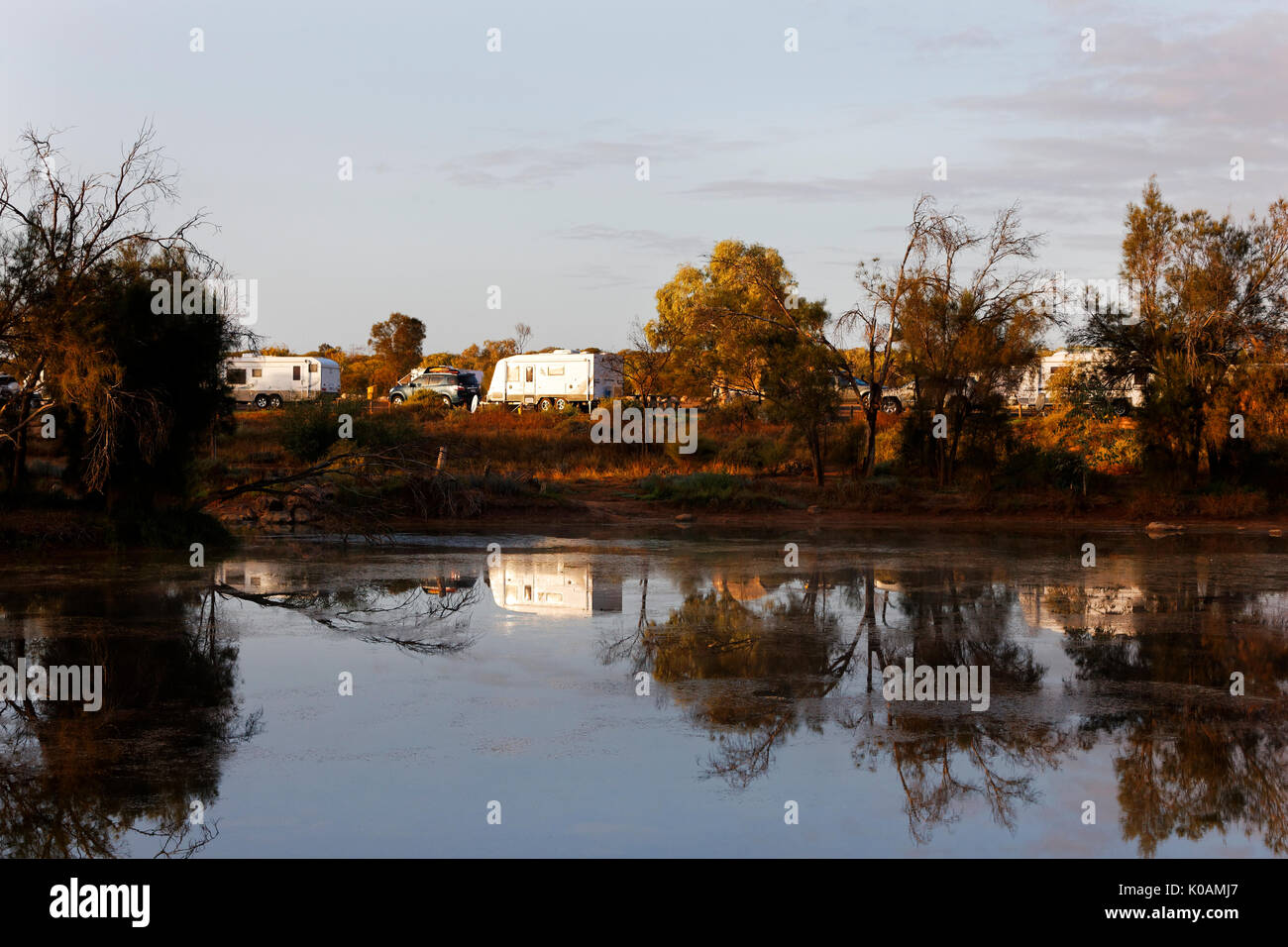 Mobile homes alongside the Murchison River, Murchison, Western ...
