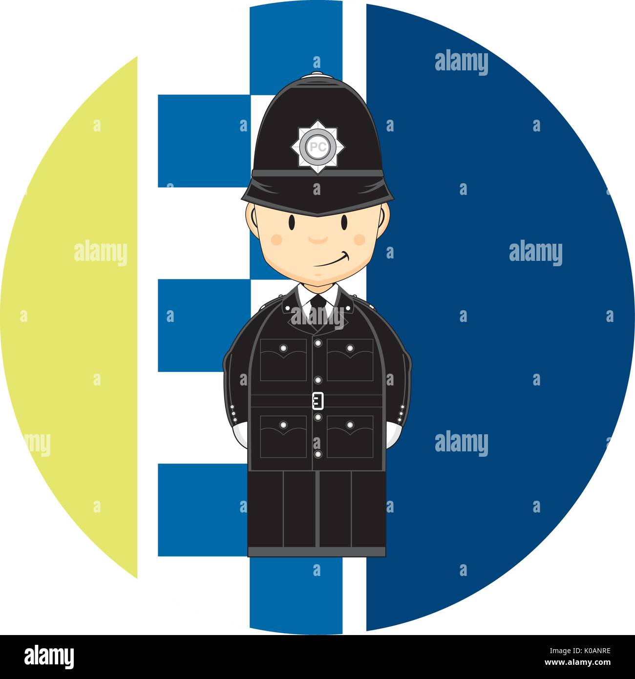 Cute Cartoon British Policeman Vector Illustration Stock Vector Image ...