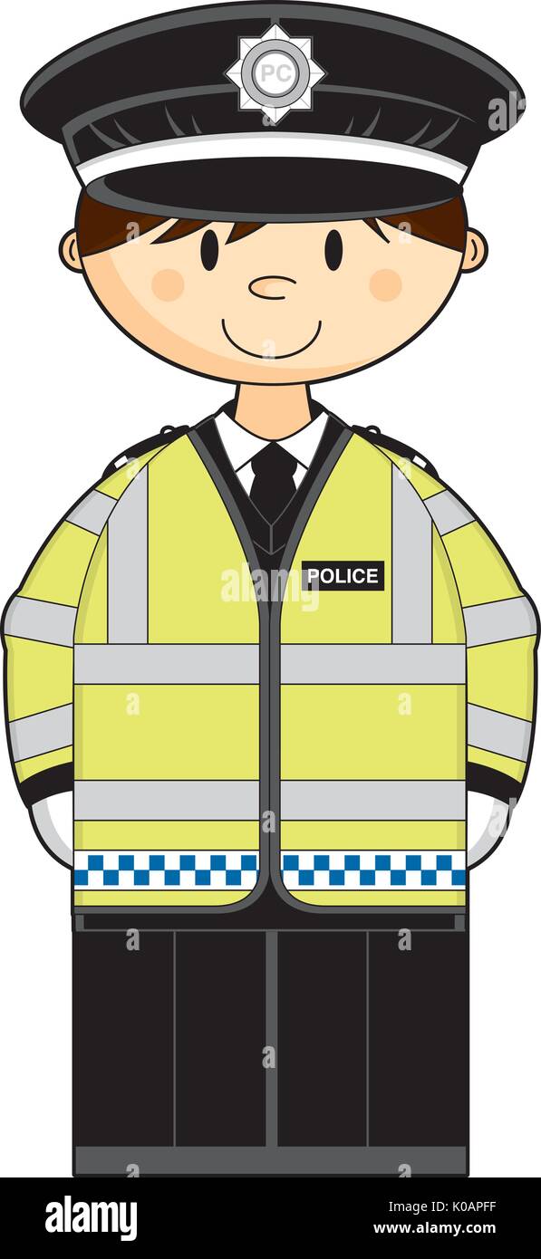 Cute Cartoon British Policeman Vector Illustration Stock Vector Image ...