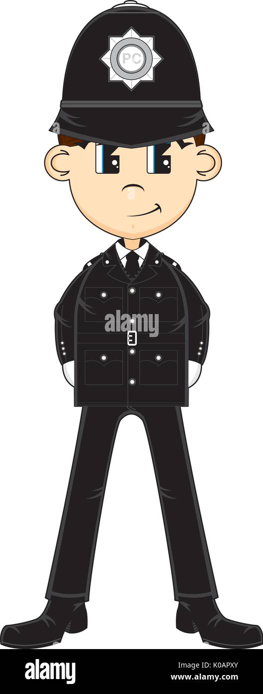 Cute Cartoon British Policeman Vector Illustration Stock Vector Image ...