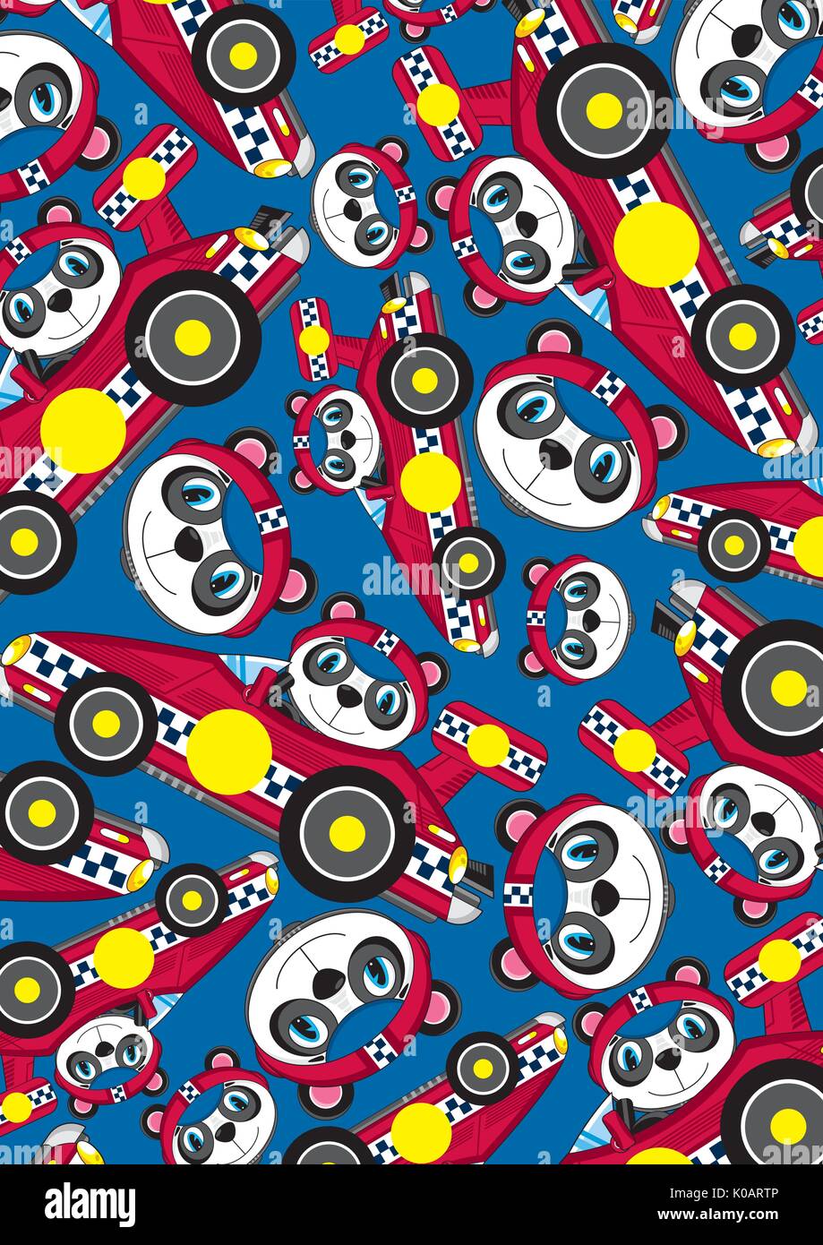 Cute Cartoon Panda Bear Motor Racing Driver with Pattern Stock Vector ...