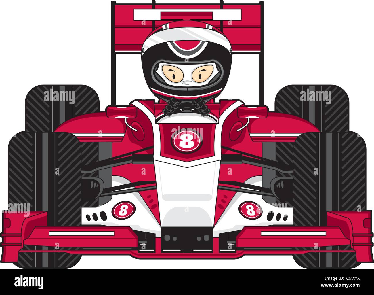 Cute Cartoon Motor Racing Driver with Sports Car Stock Vector Image ...