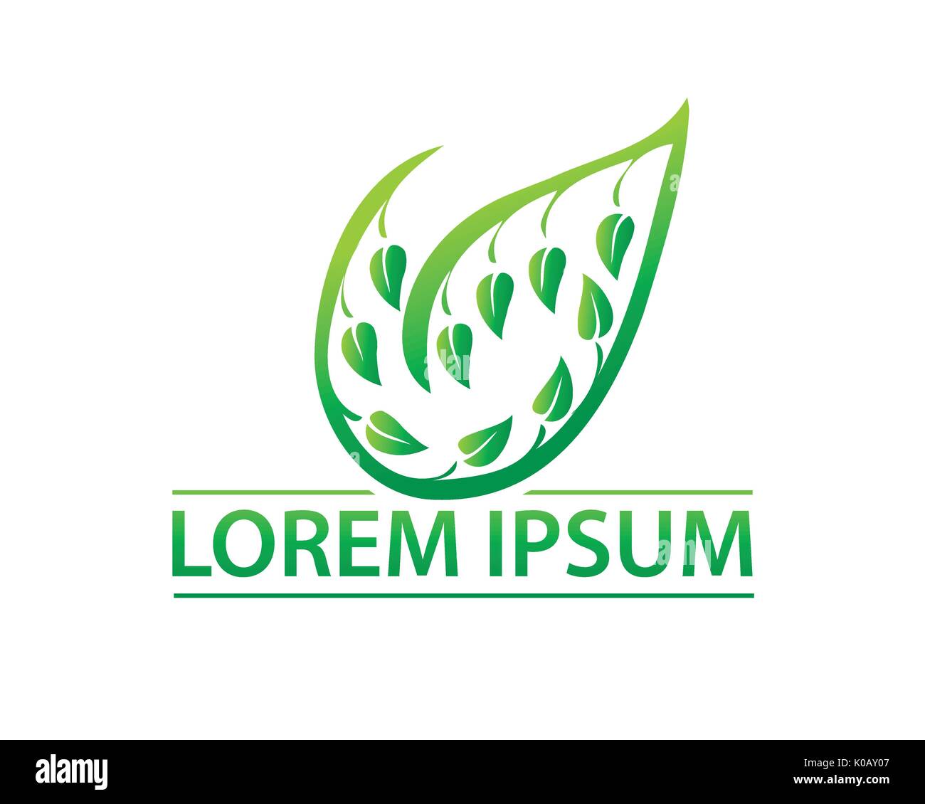 outline of leaf with small leaves, illustration design, isolated on ...