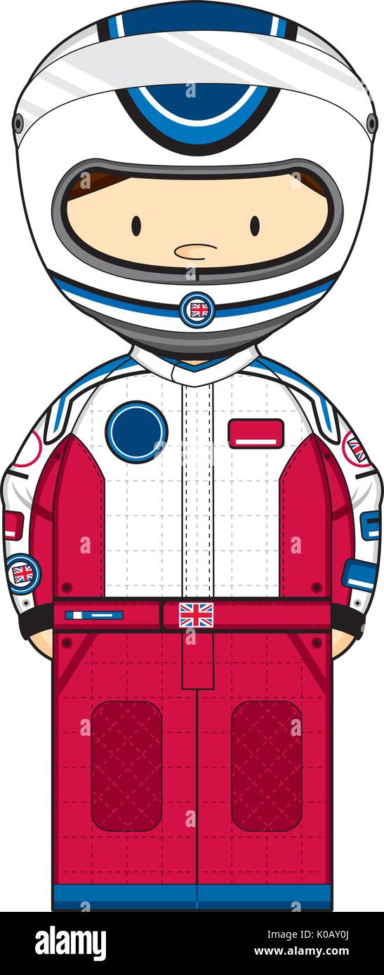 Cute Cartoon Motor Racing Driver with Helmet Stock Vector Image & Art ...