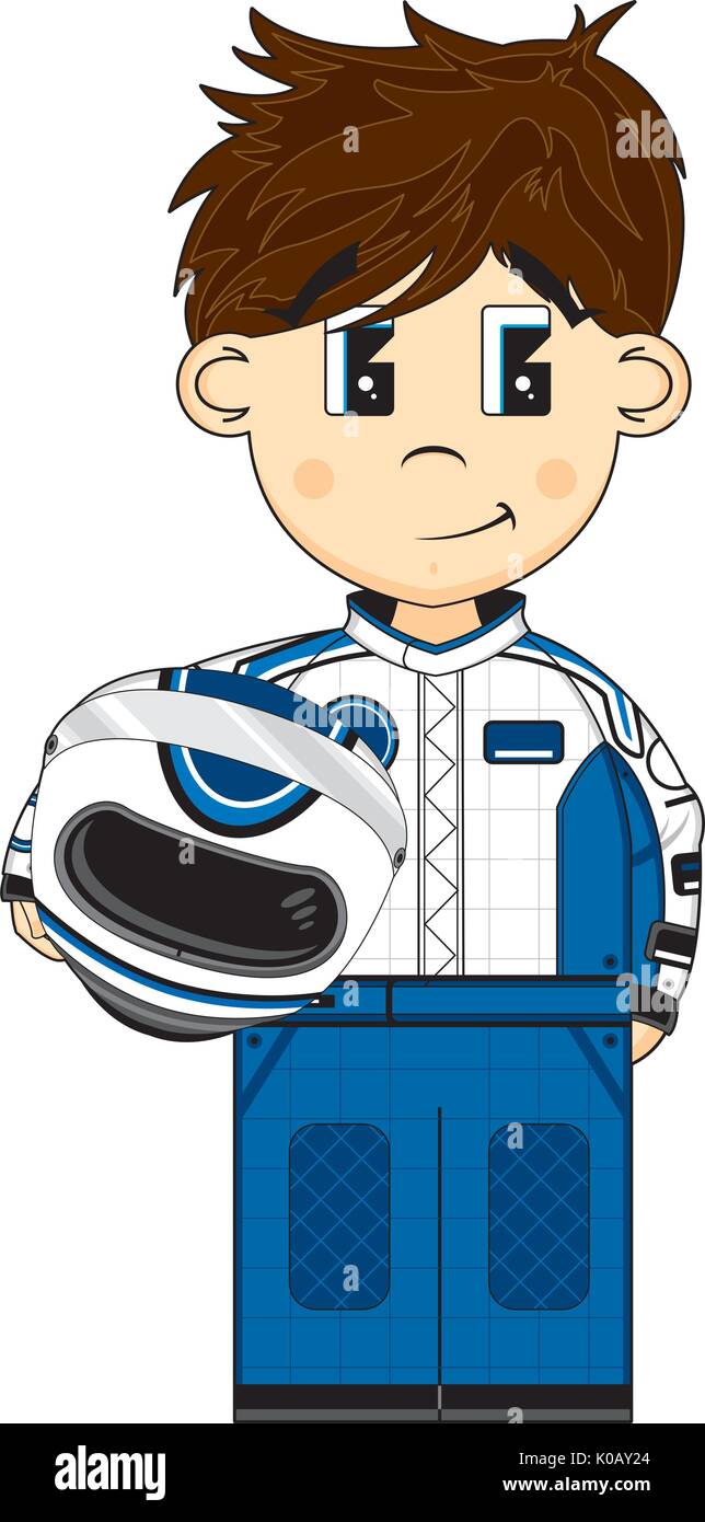 Cute Cartoon Motor Racing Driver with Helmet Stock Vector Image & Art ...