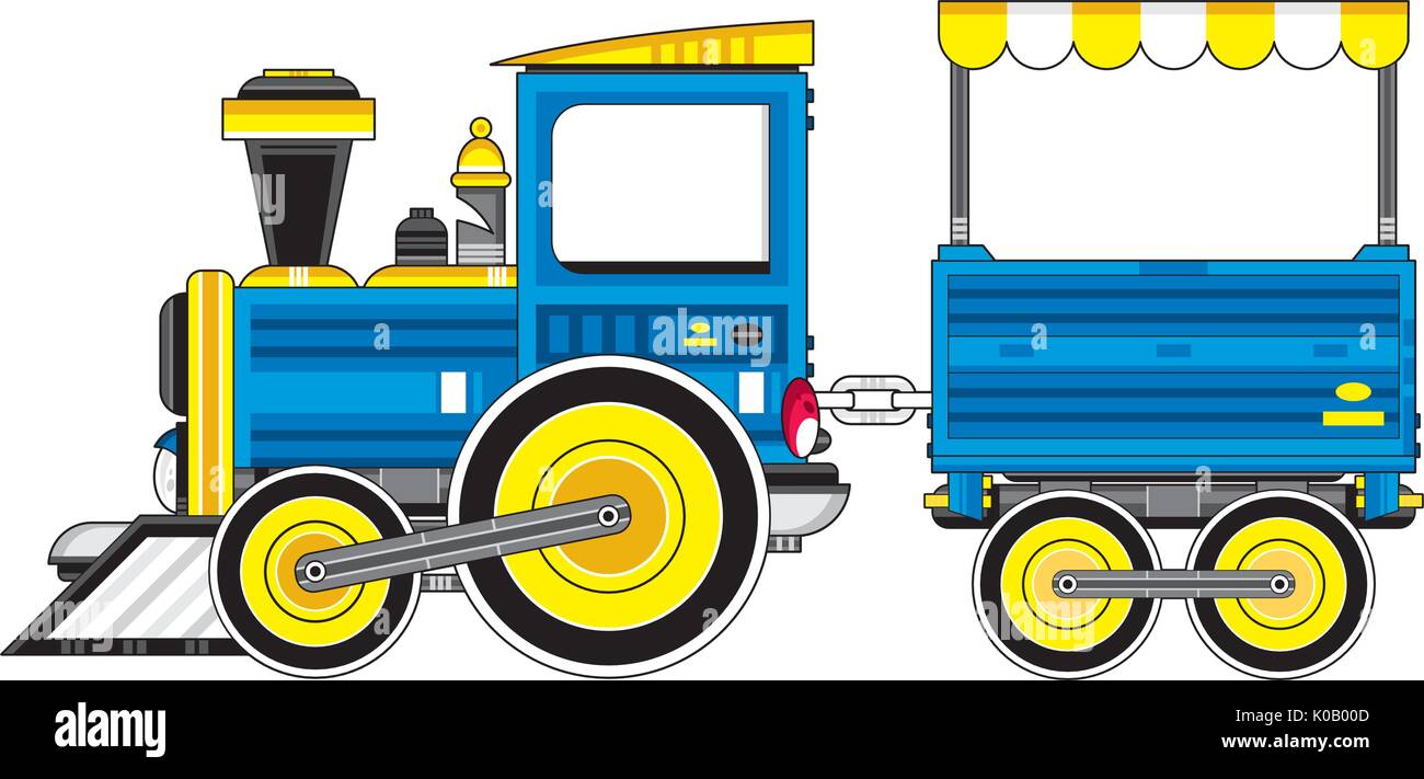 Cartoon Steam Train and Carriage Vector Illustration Stock Vector Image ...