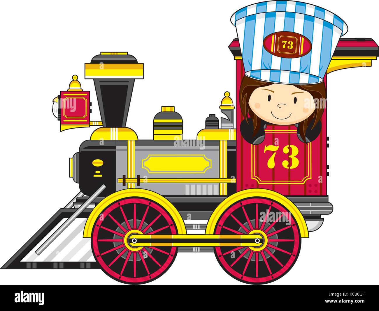 Vintage Wild West Steam Train with Driver Vector Illustration Stock ...