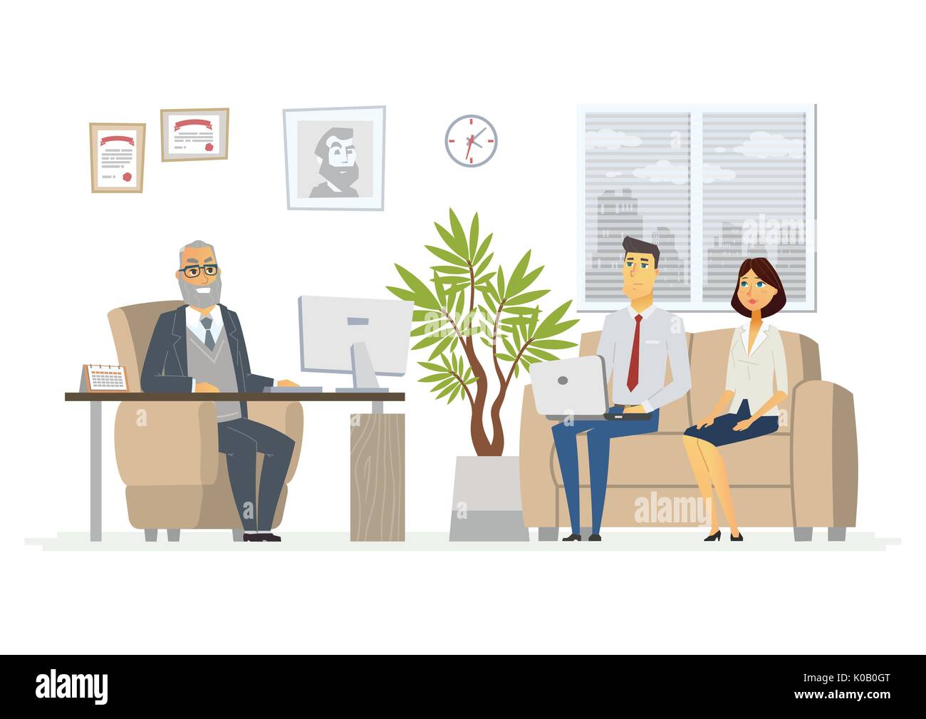 Office Head Consultation - modern vector cartoon business character ...
