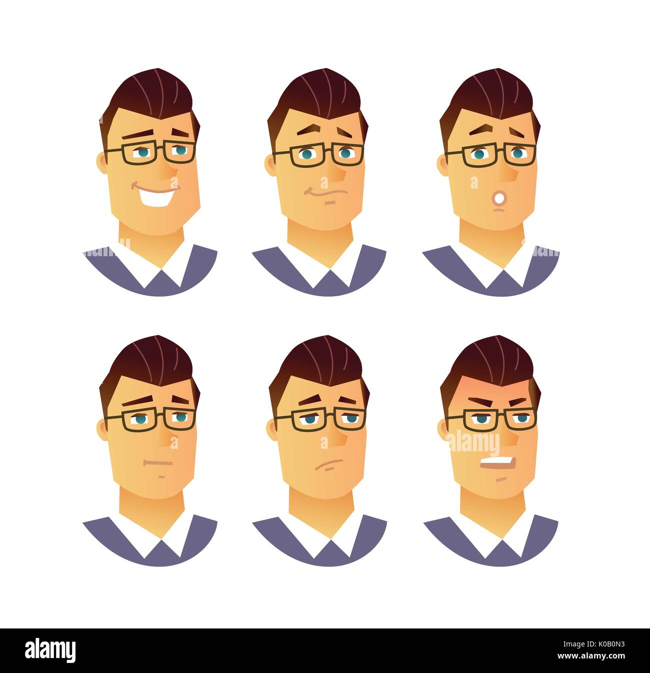 Male Facial Expressions - modern vector business cartoon characters ...