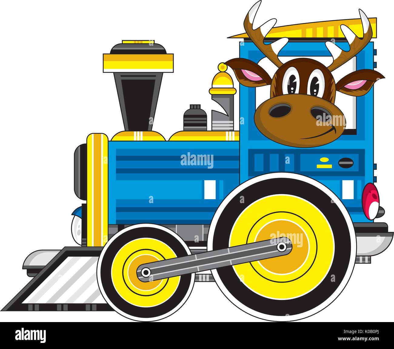 Cartoon Steam Train with Reindeer Driver Vector Illustration Stock ...