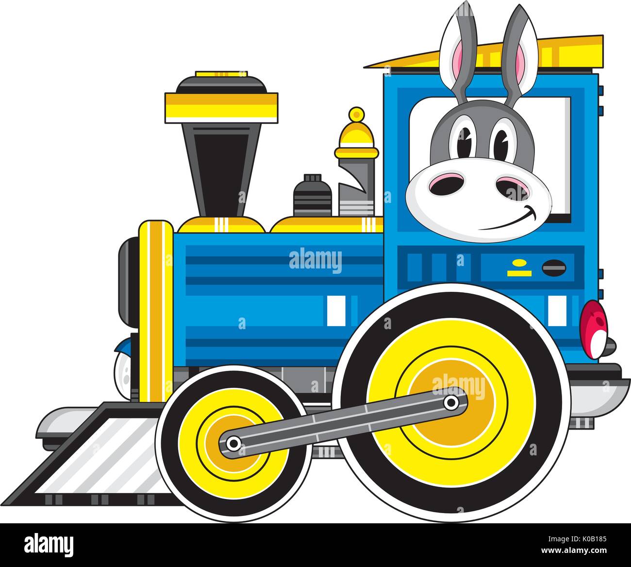 Cartoon Steam Train with Donkey Driver Vector Illustration Stock Vector ...