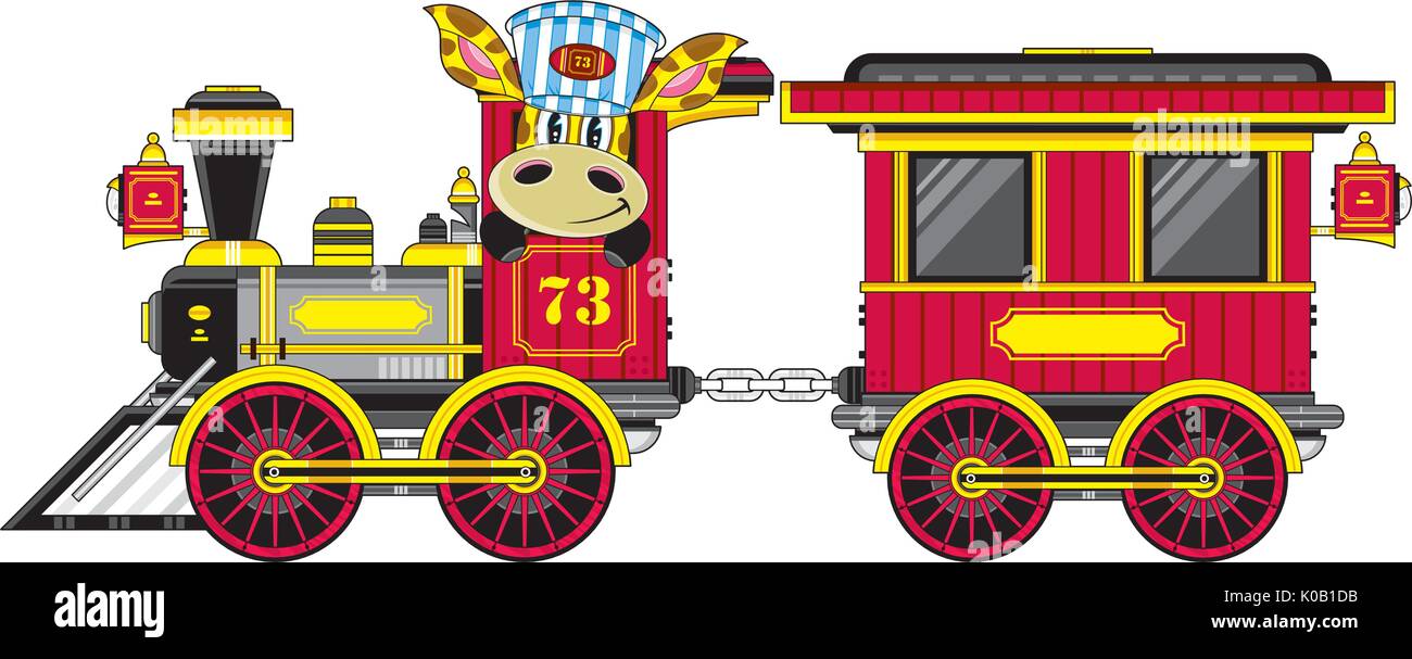 Cartoon Wild West Train with Giraffes Vector Illustration Stock Vector ...