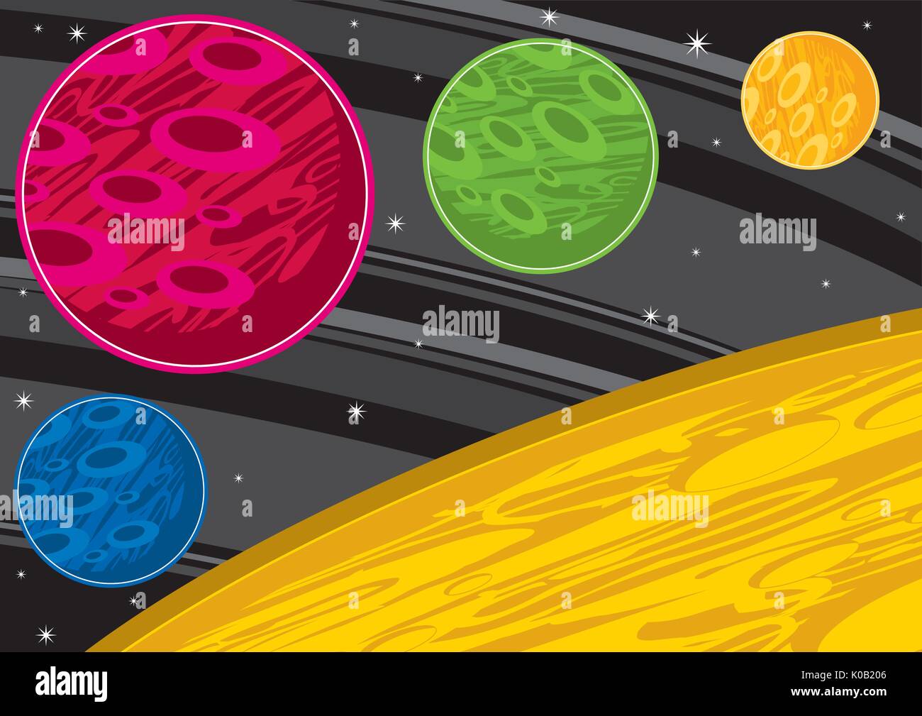 Cartoon Planets in Outer Space Illustration Stock Vector Image & Art ...