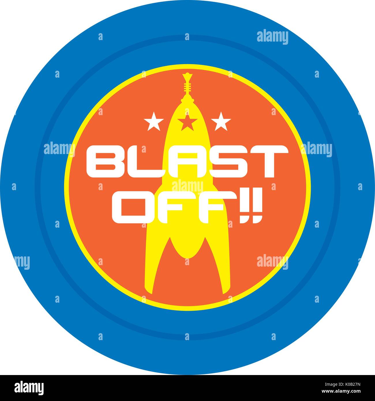 Blast Off Retro Space Rocket Science Fiction Badge Stock Vector Image ...