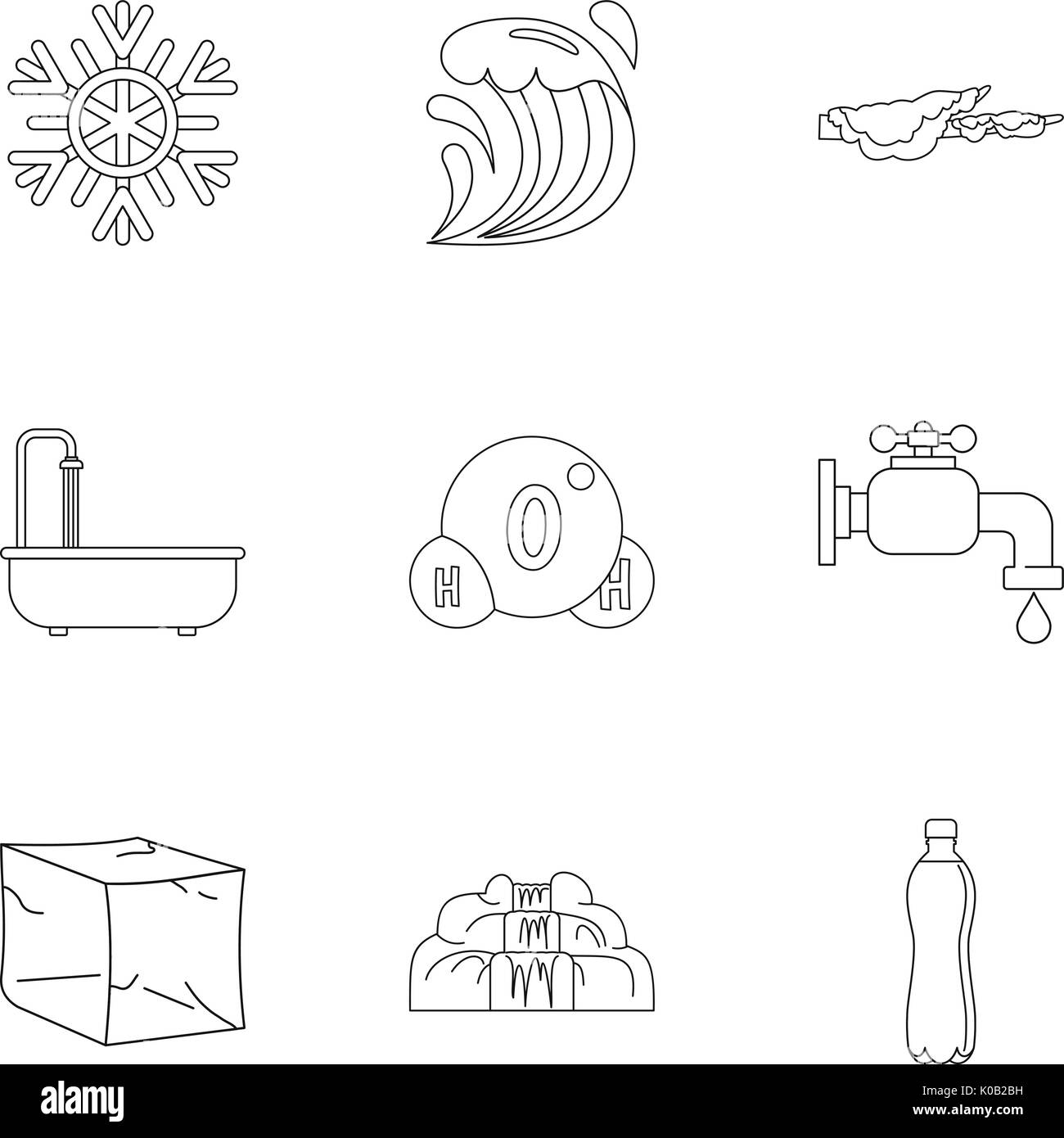 Pure water form icon set, outline style Stock Vector Image & Art - Alamy