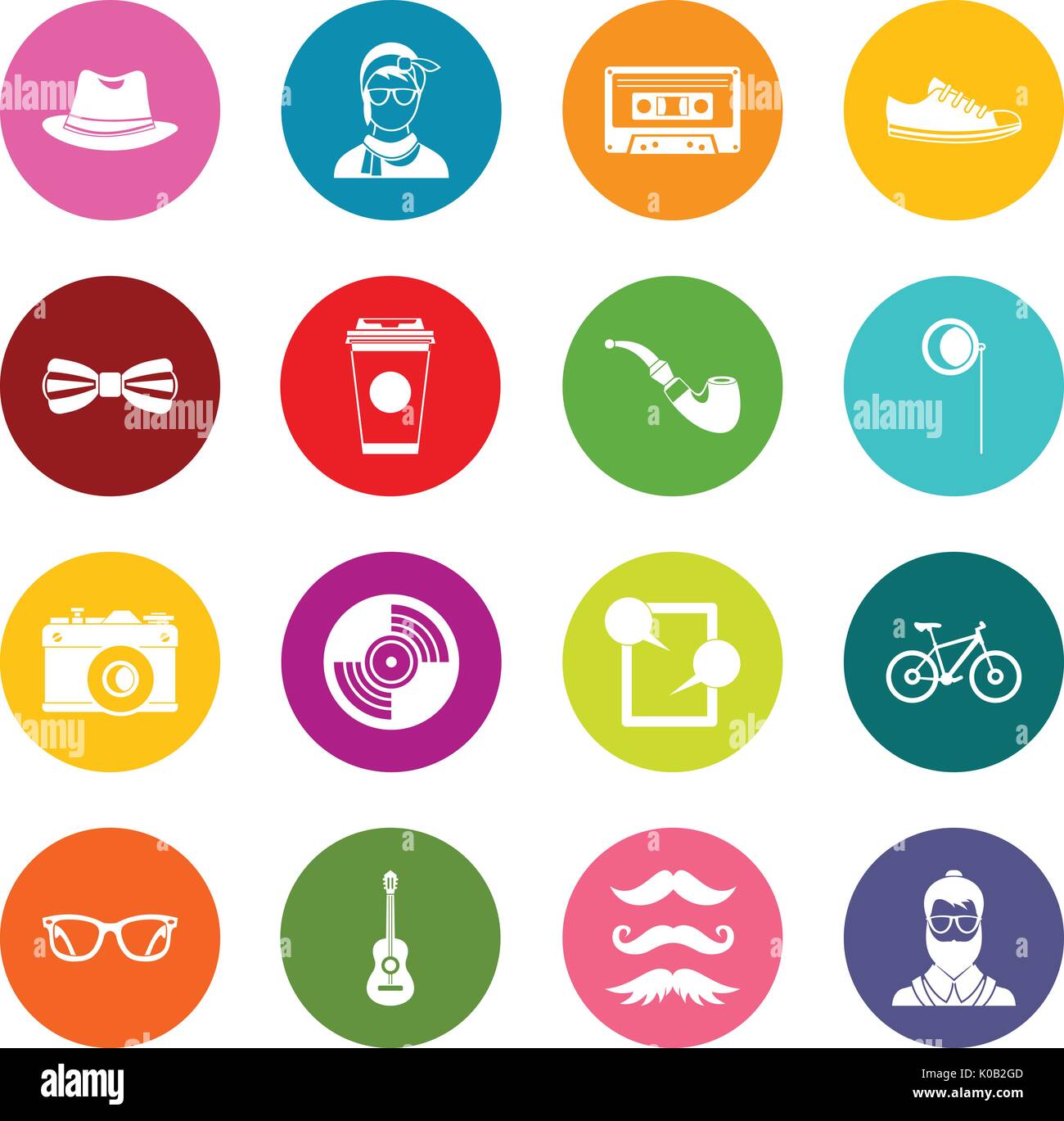 Hipster icons many colors set Stock Vector Image & Art - Alamy
