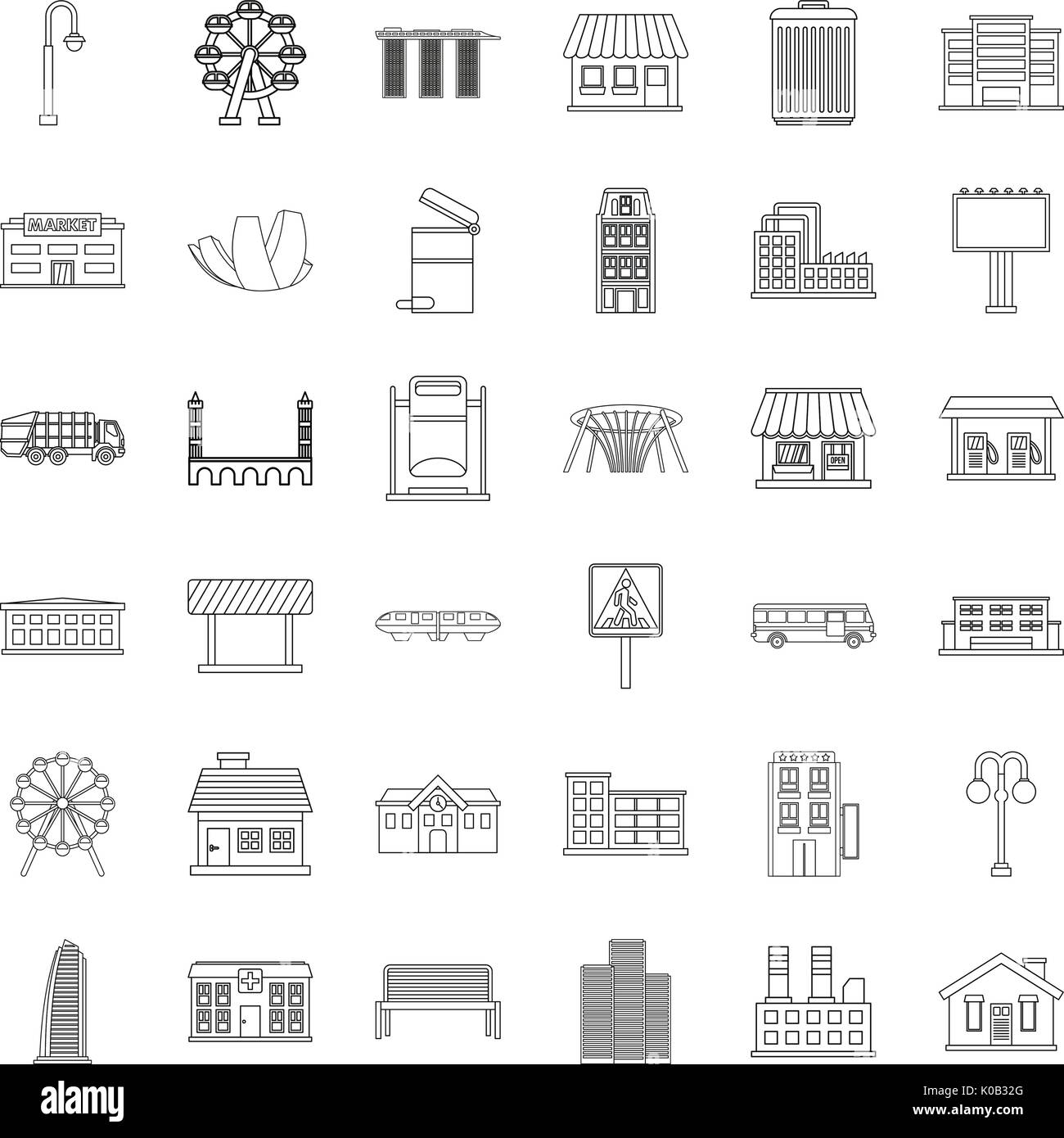 City icons set, outline style Stock Vector Image & Art - Alamy