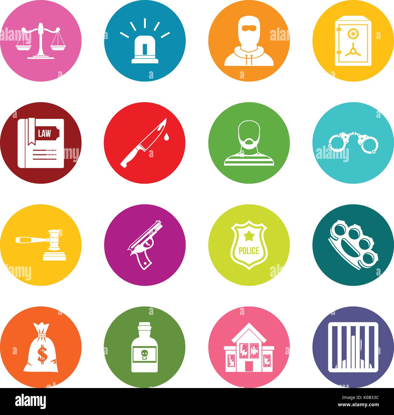 Crime and punishment icons many colors set Stock Vector Image & Art - Alamy