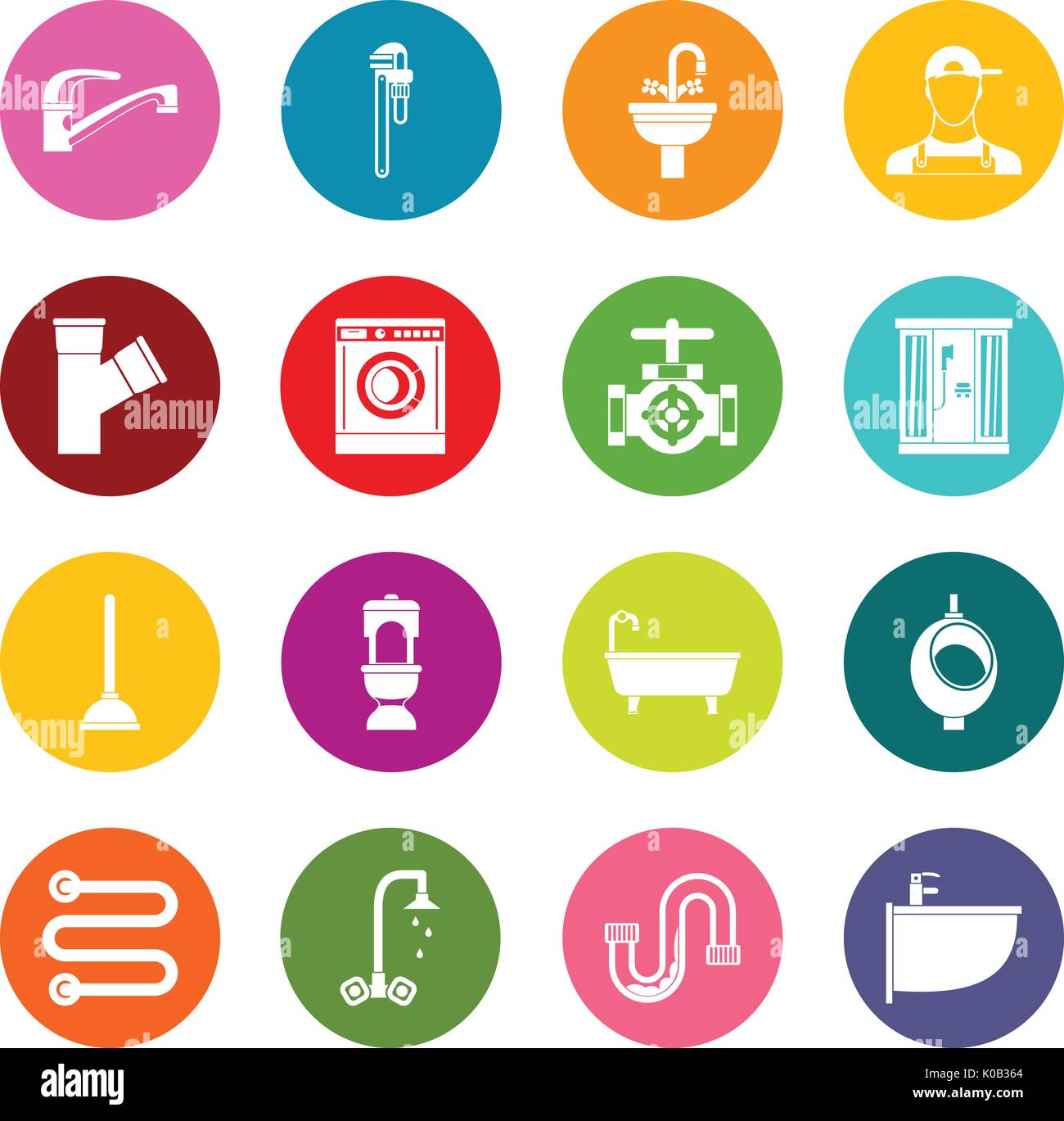 Plumbing icons many colors set Stock Vector Image & Art - Alamy