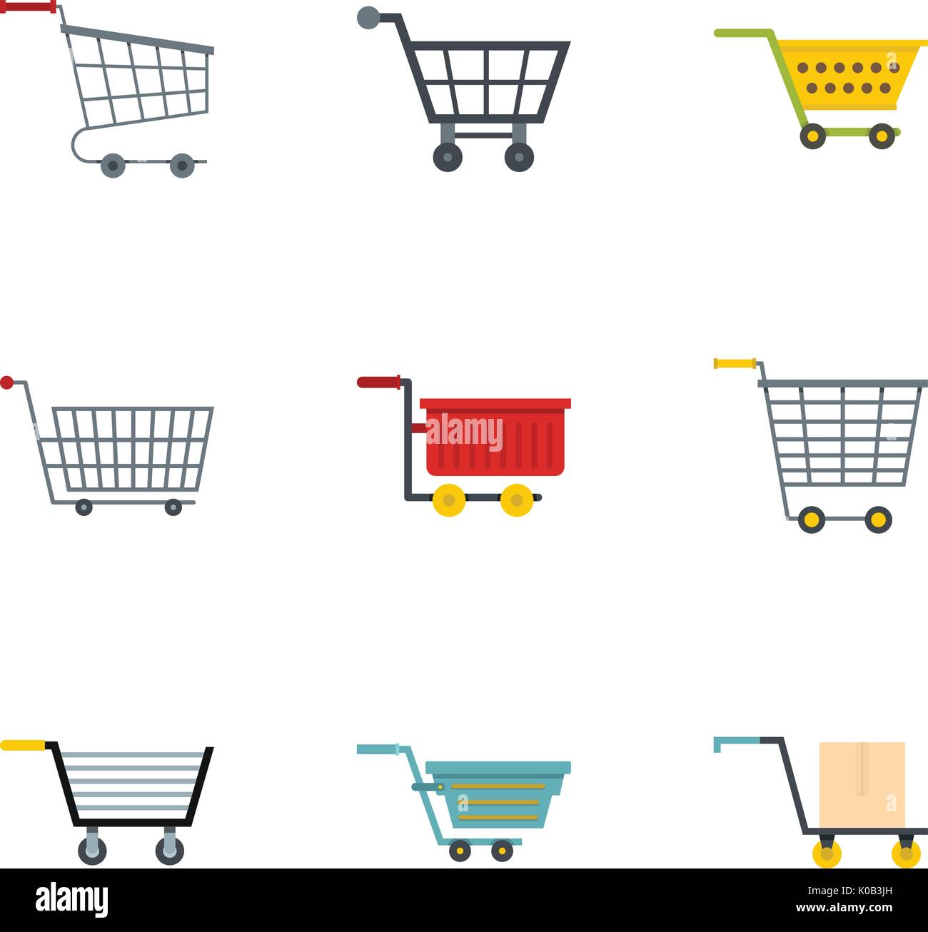 Market wheel cart icon set, flat style Stock Vector Image & Art - Alamy