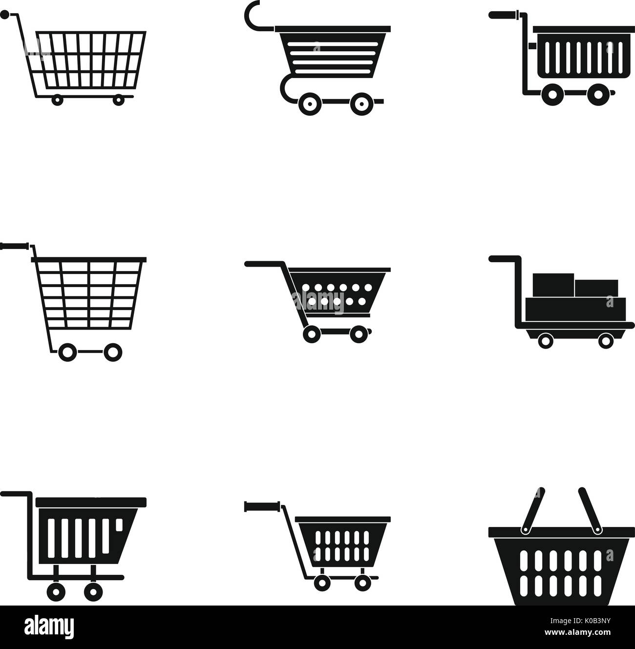 Shop wheel cart icon set, simple style Stock Vector Image & Art - Alamy