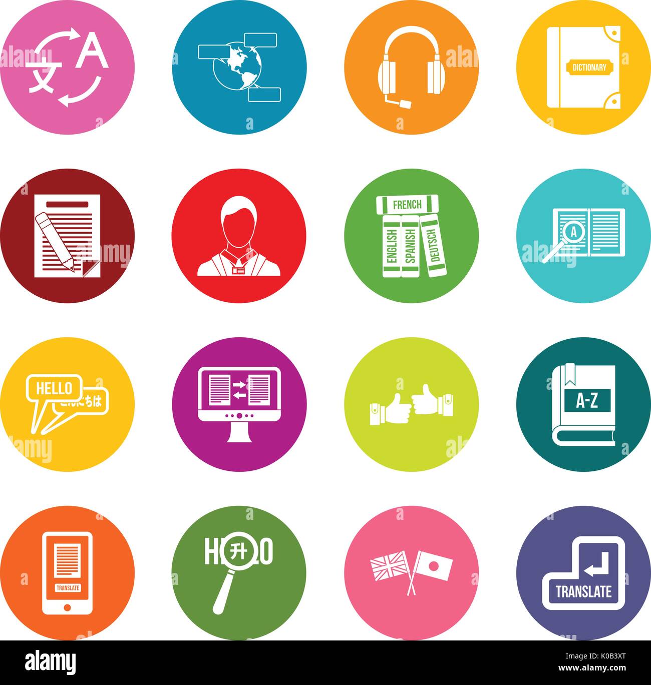 Learning foreign languages icons many colors set Stock Vector Image ... Learning foreign languages icons many colors set Stock Vector Image ...