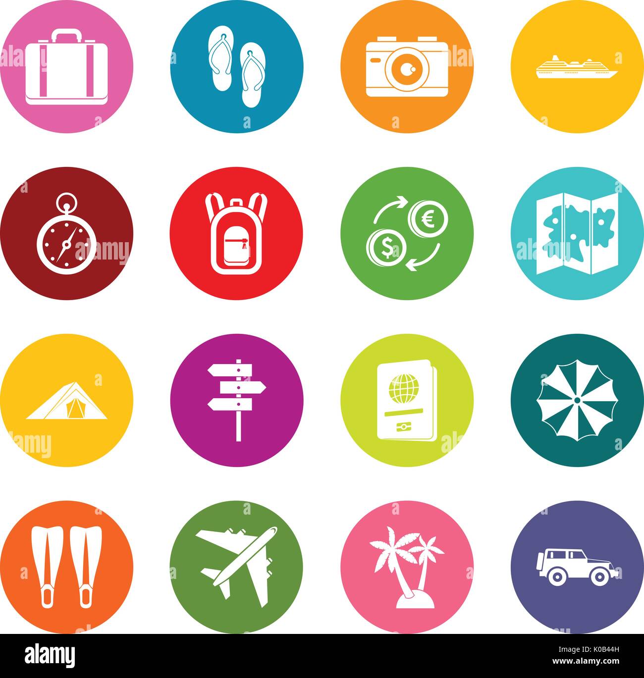 Travel icons many colors set Stock Vector Image & Art - Alamy