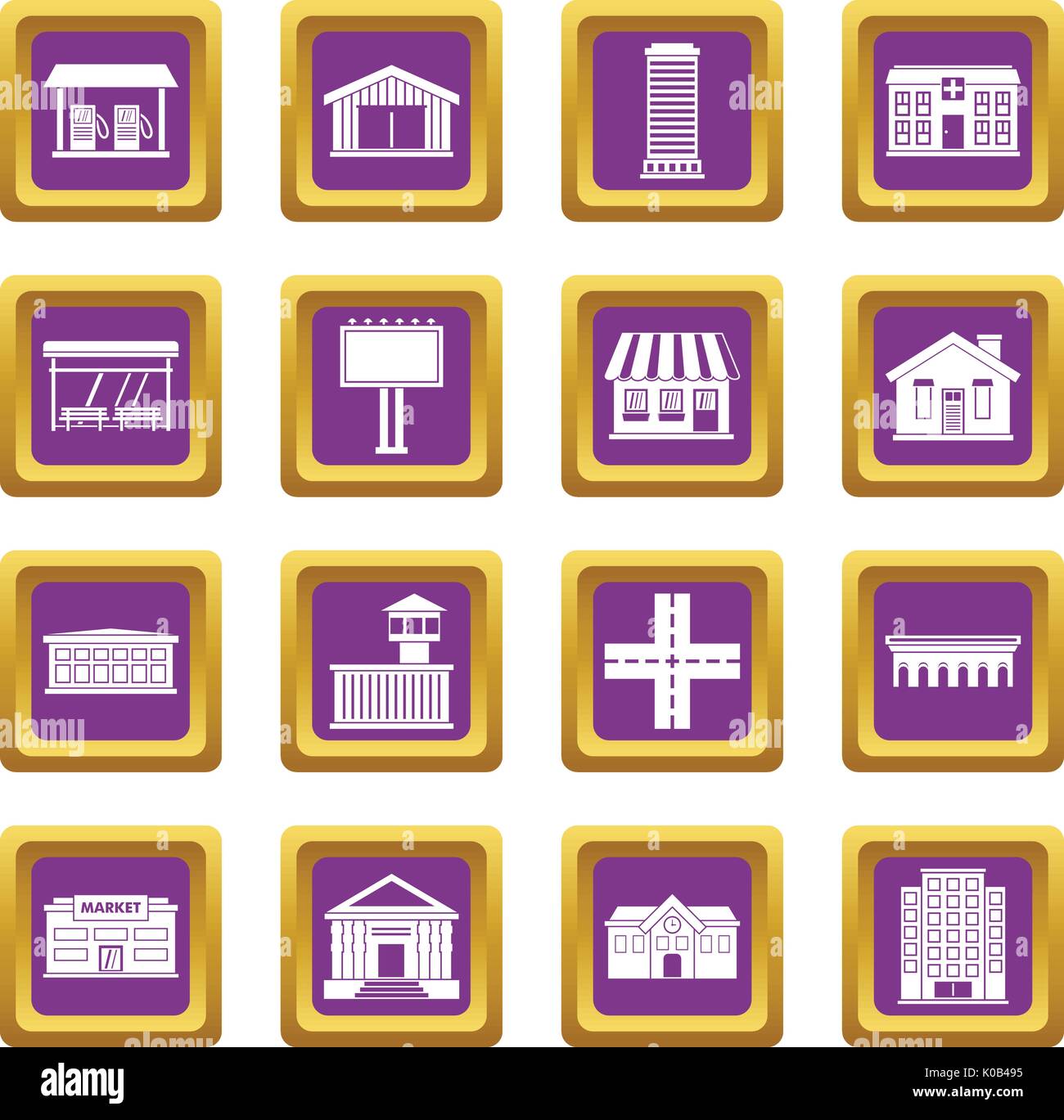City infrastructure items icons set purple Stock Vector Image & Art - Alamy