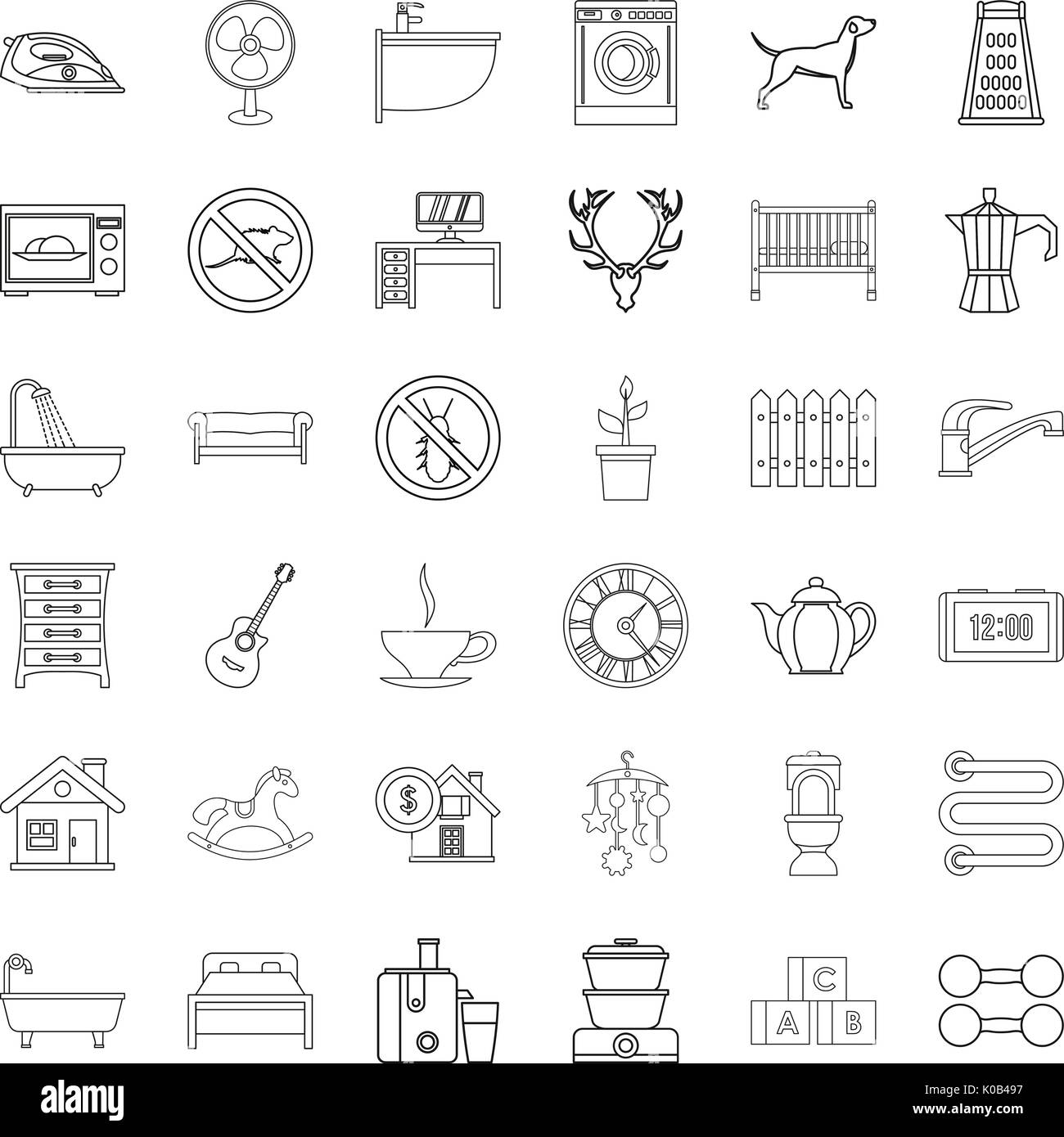 Comfortable house icons set, outline style Stock Vector Image & Art - Alamy