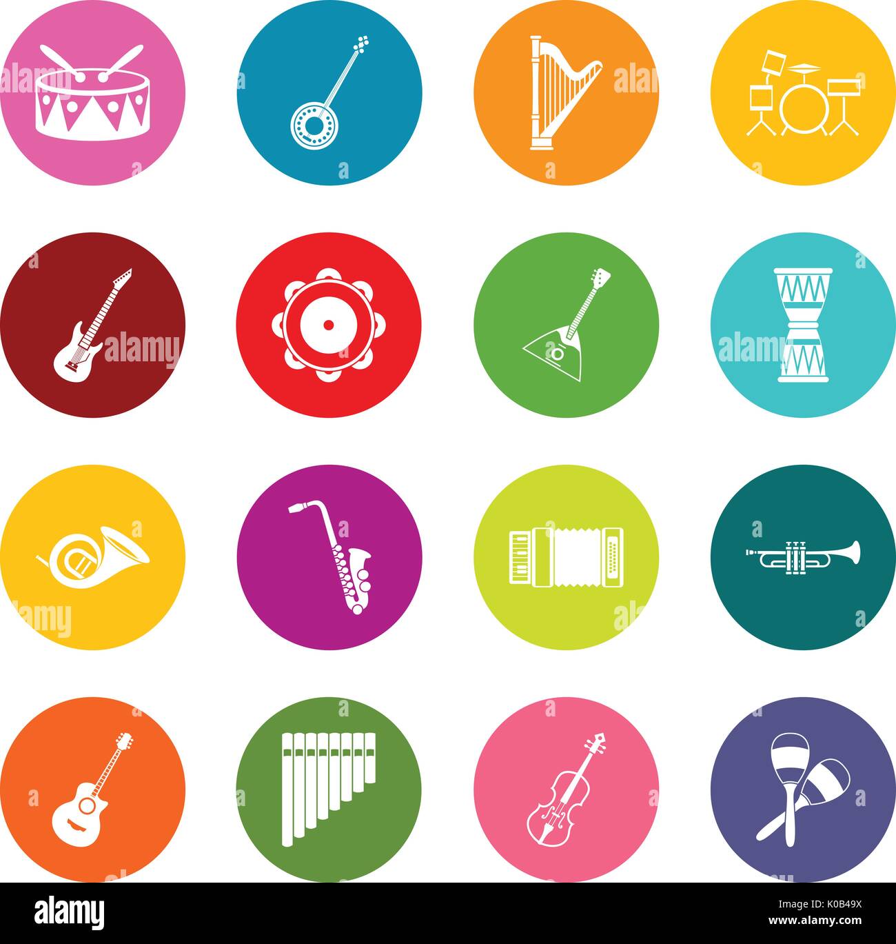 Musical instruments icons many colors set Stock Vector Image & Art - Alamy