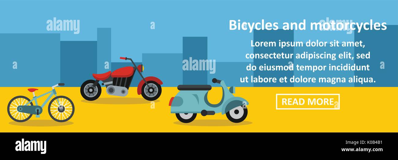 Bicycles and motorcycles banner horizontal concept Stock Vector Image ...