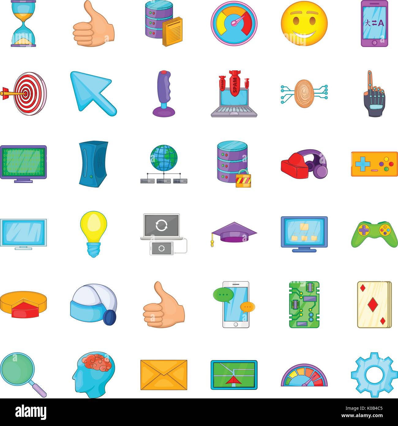 Computer game icons set, cartoon style Stock Vector Image & Art - Alamy