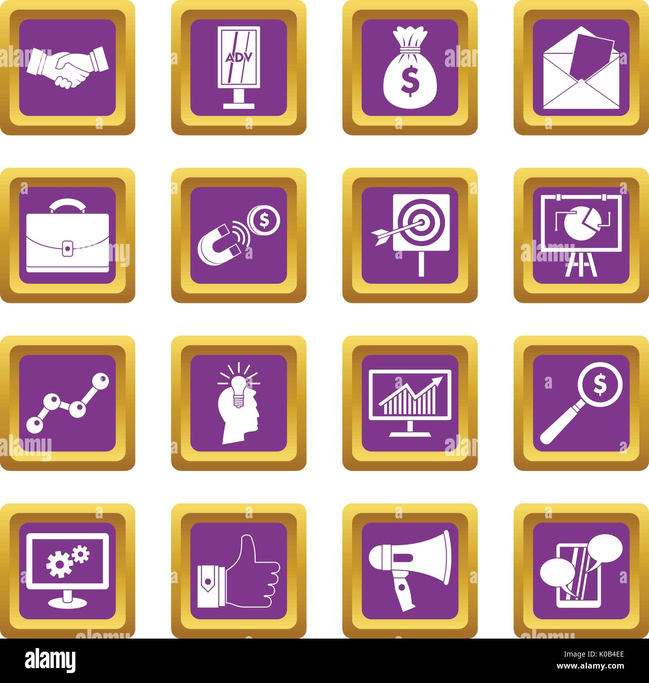 Marketing items icons set purple Stock Vector Image & Art - Alamy