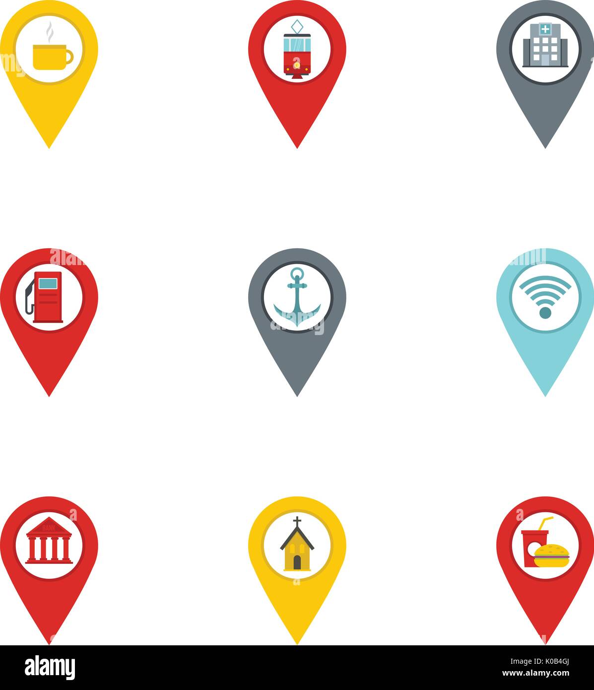 Station pins icon set, flat style Stock Vector Image & Art - Alamy