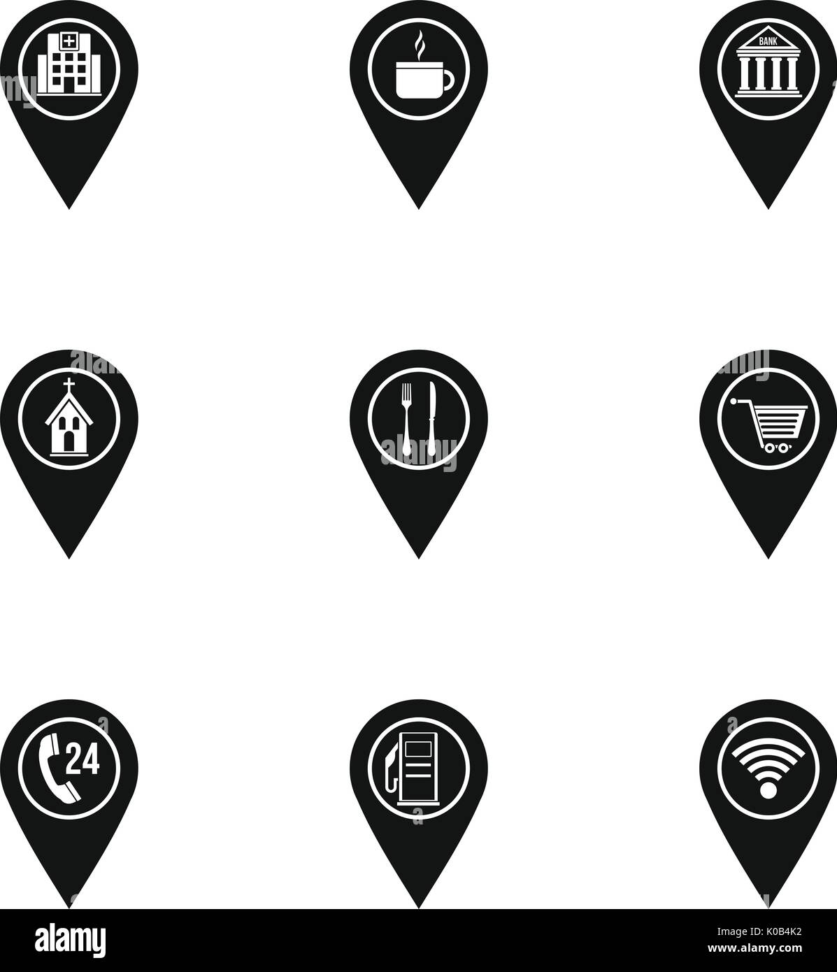 Station pins icon set, simple style Stock Vector Image & Art - Alamy