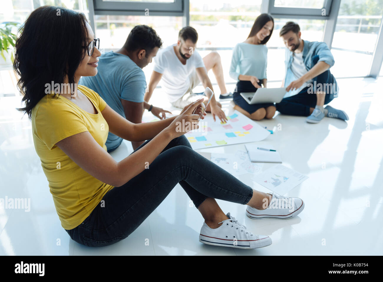 Nice young woman using hi-res stock photography and images - Alamy