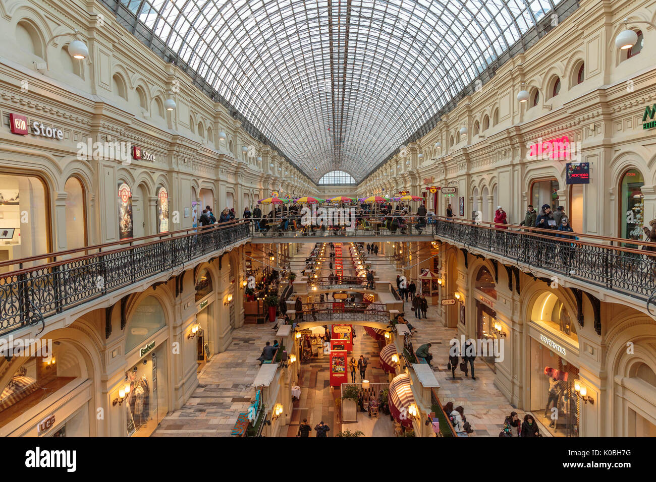 Russia, Moscow, Red Square, Gum Department Store, Interior Stock Photo ...